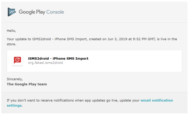 Back on Google Play Store – iSMS2droid